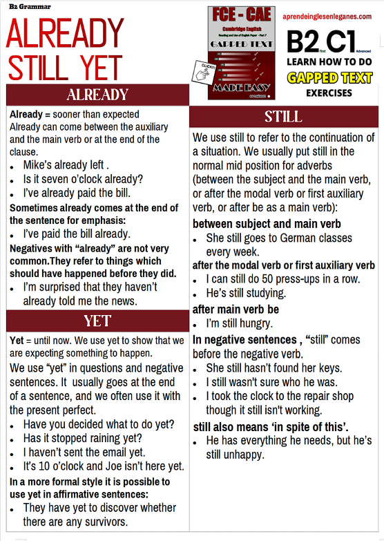 Already, Still , Yet